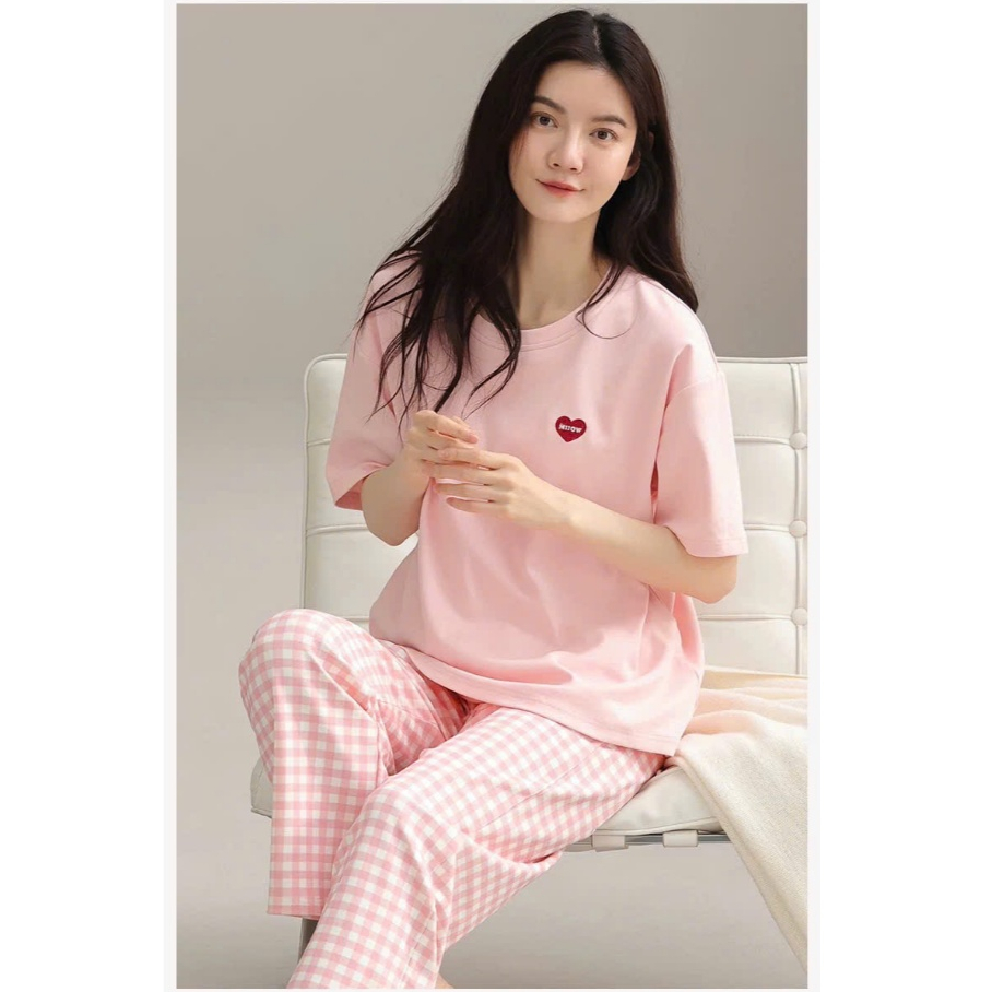 Sét bộ Ngắn tay, Quần dài dáng suông, in hình đơn giản LAM FASHION, Độ ...