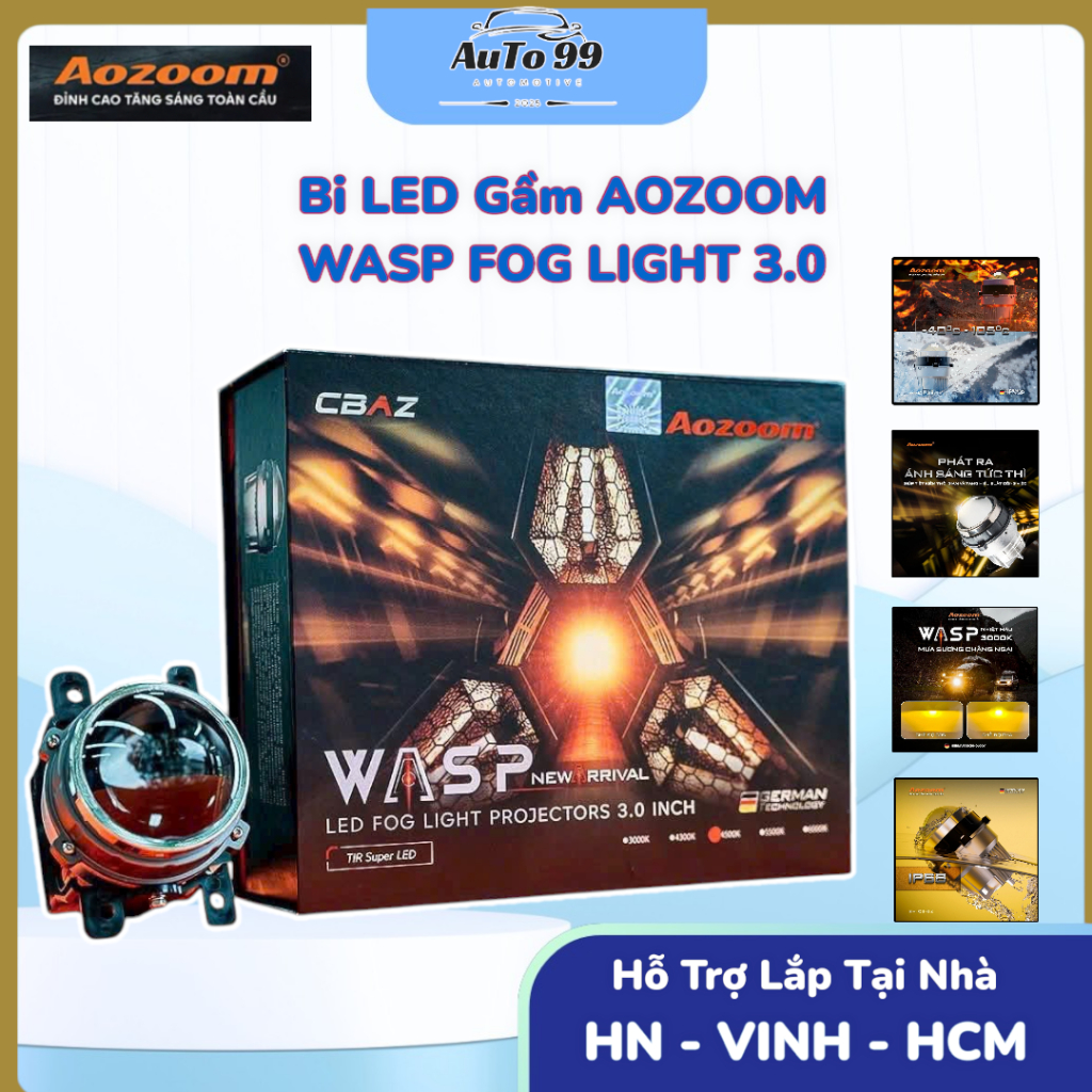 Bi Led Gầm AOZOOM WASP FOG LIGHT 3.0 Nhiệt Màu 4500K,Bảo Hành Chính ...
