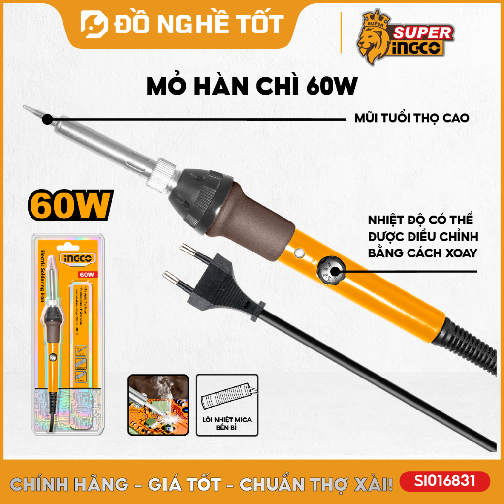 Mỏ hàn chì INGCO SI0110831 (100W) & SI016831 (60W) – Chính hãng, làm ...
