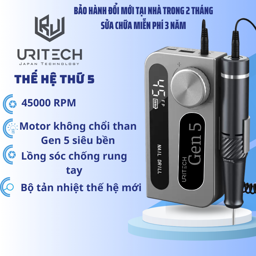 Máy mài móng tích điện URITECH-F88 Thế Hệ 5 kèm đủ phụ kiện dùng cho ...