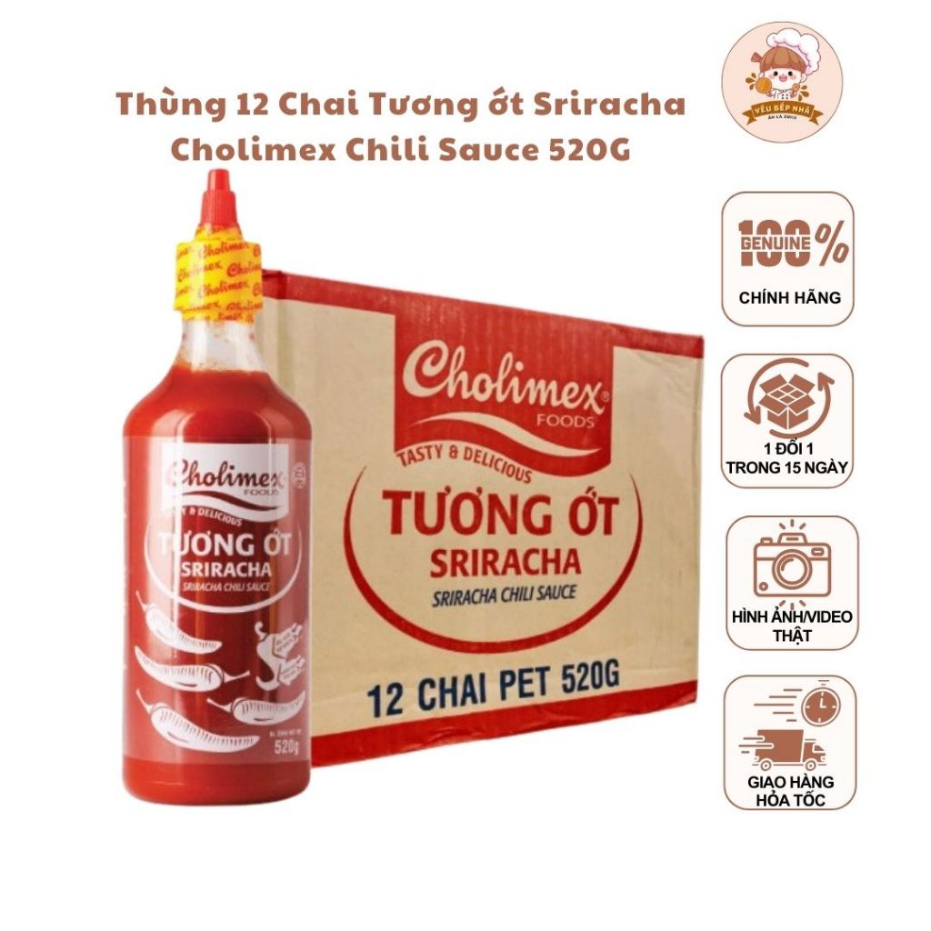 Thùng 12 Chai Tương ớt Sriracha Cholimex Chili Sauce 520G/Chai | Shopee ...