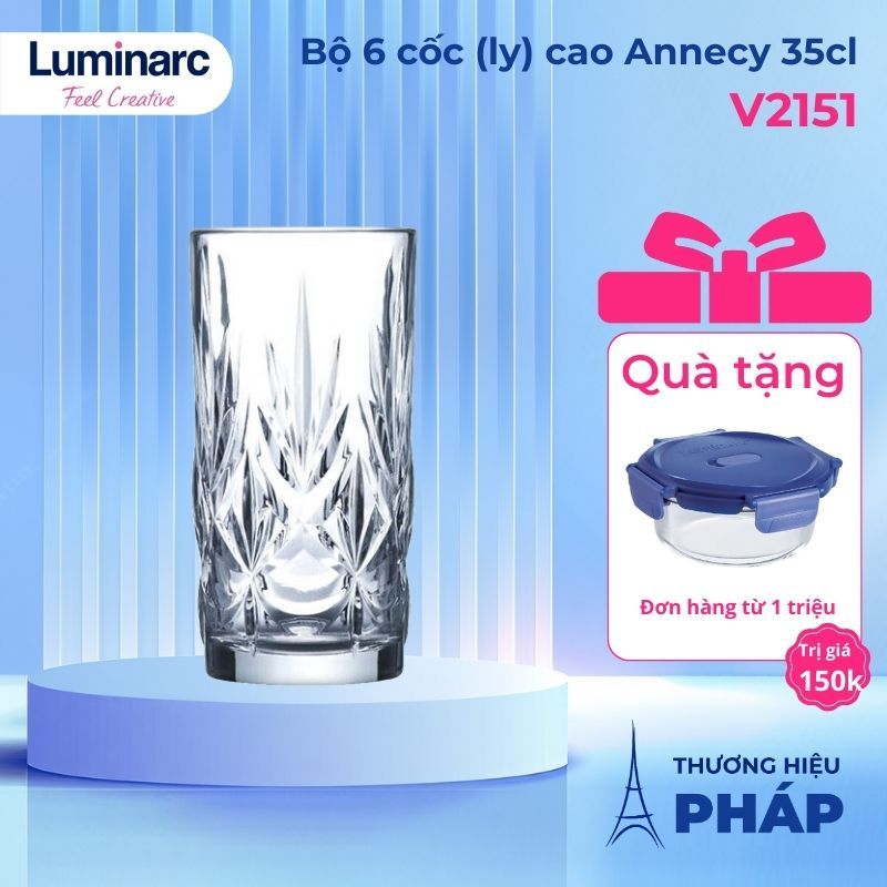 Bộ cốc (ly) cao Luminarc Annecy 6 chiếc V2151- 35cl, thủy tinh cao cấp ...