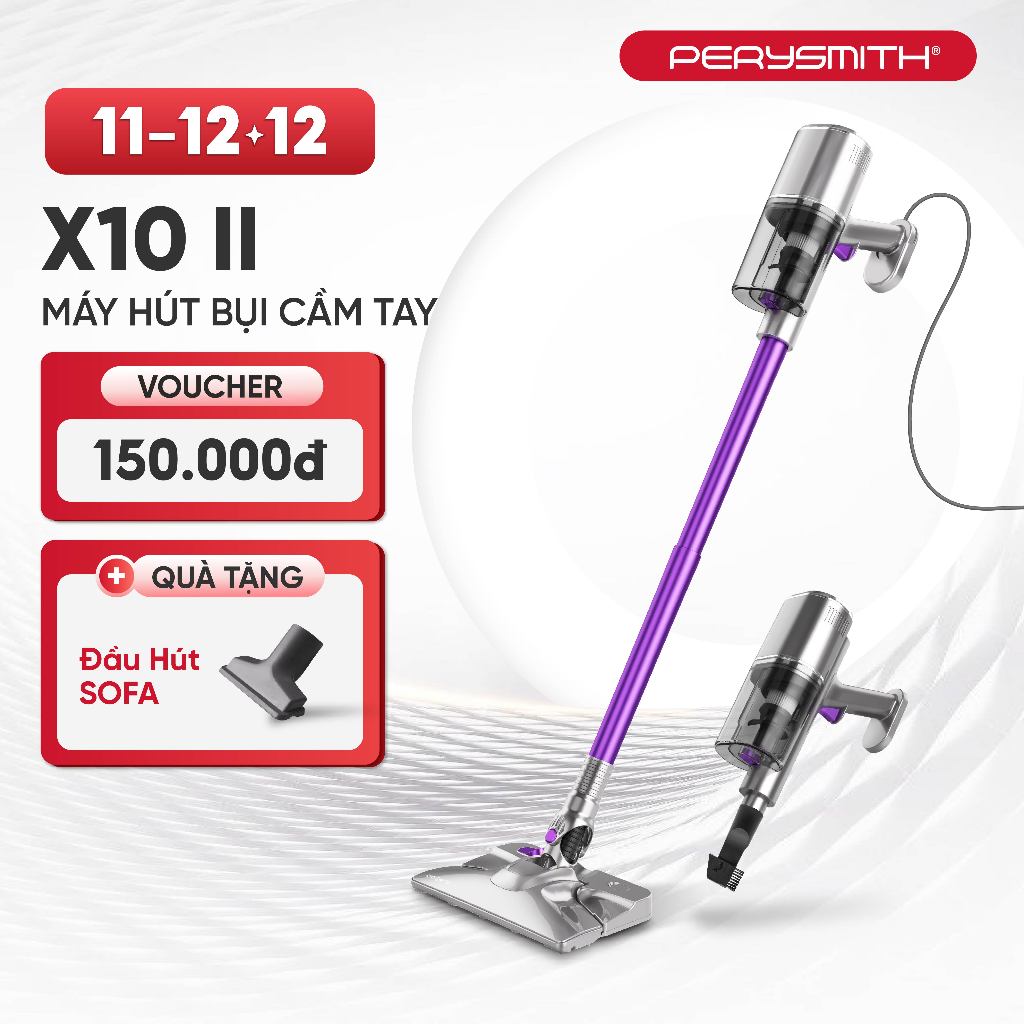 Máy hút bụi có dây PerySmith X10-II, lực hút 21.000 Pa, hộp bụi lớn 1 ...