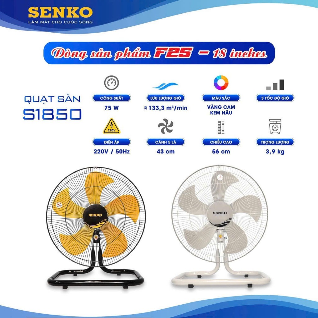 Quạt Sàn Công Nghiệp Mẫu Mới SENKO S1850 - Bảo Hành 24 Tháng Chính Hãng ...