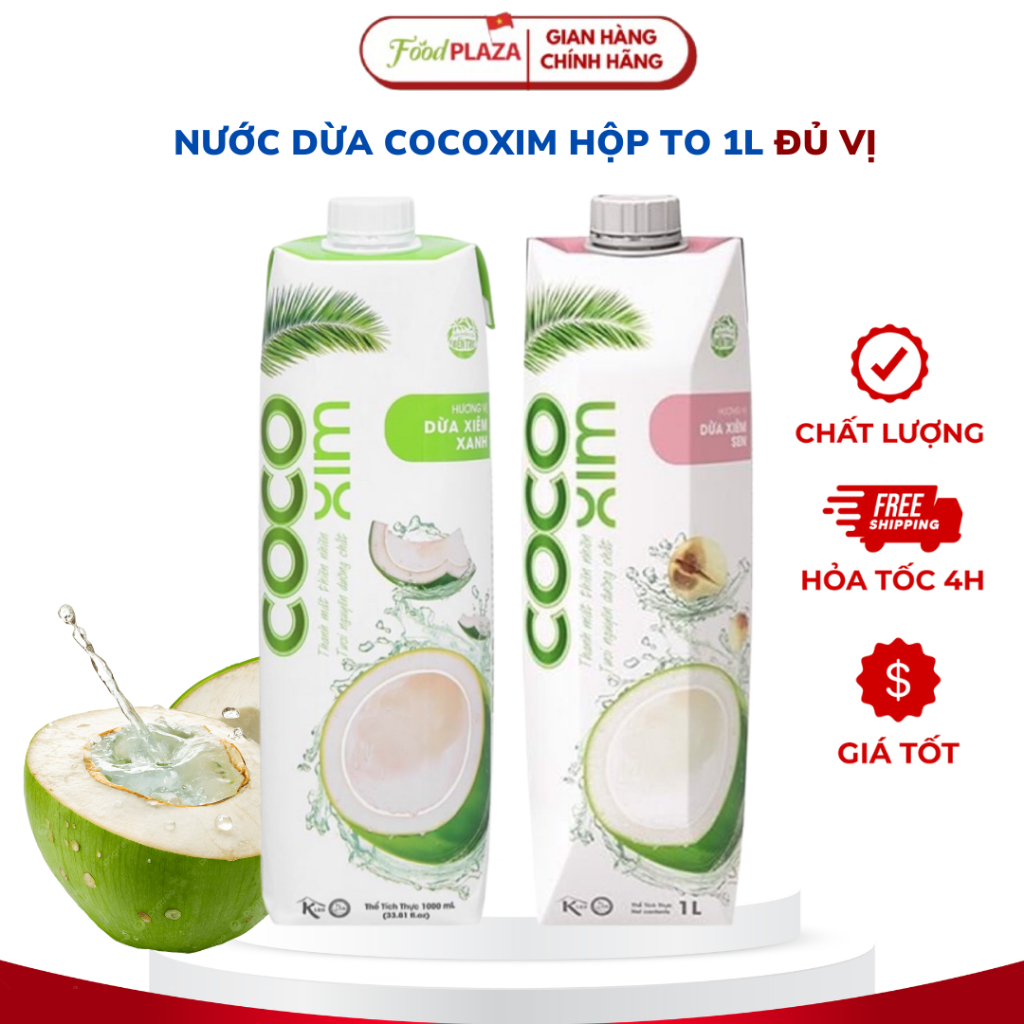 Nước Dừa COCOXIM Hộp To 1L Các Vị Nguyên Bản Và Xiêm Sen, Sảng Khoái ...