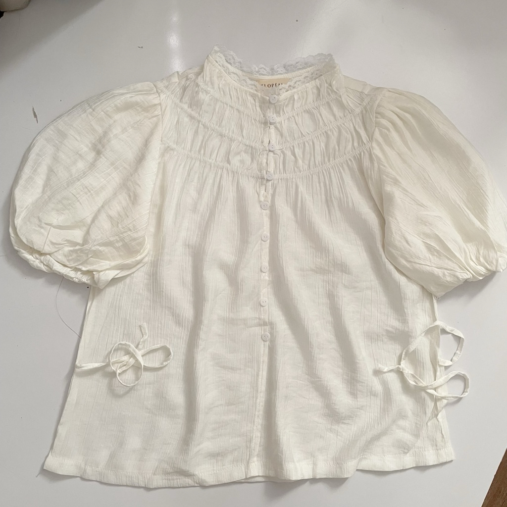[SMOR.VN] Áo cột nơ eo, tay phồng RUF | Shopee Việt Nam