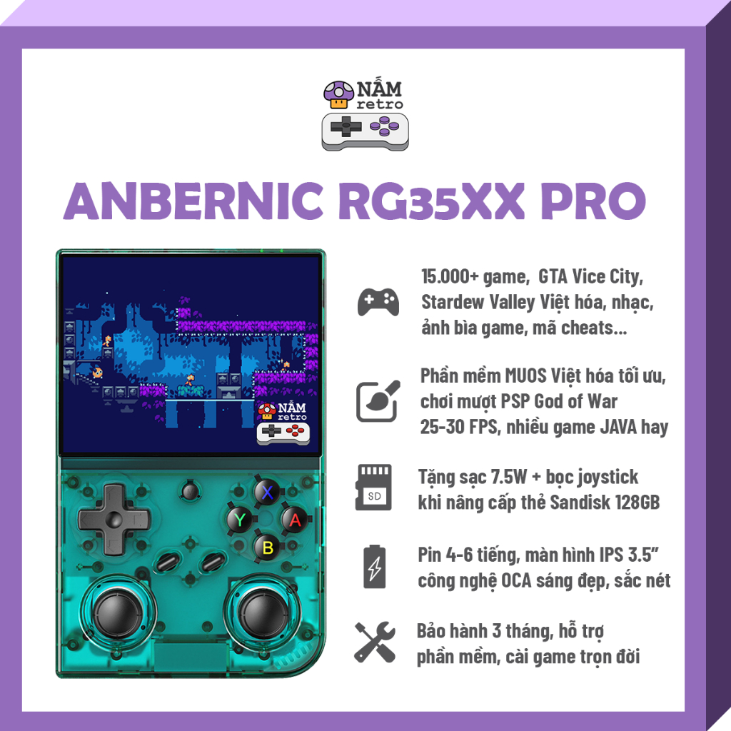 [Tặng Sạc] Anbernic RG35XX PRO muOS Nhỏ Gọn, Chơi God of War PSP 25-30 ...