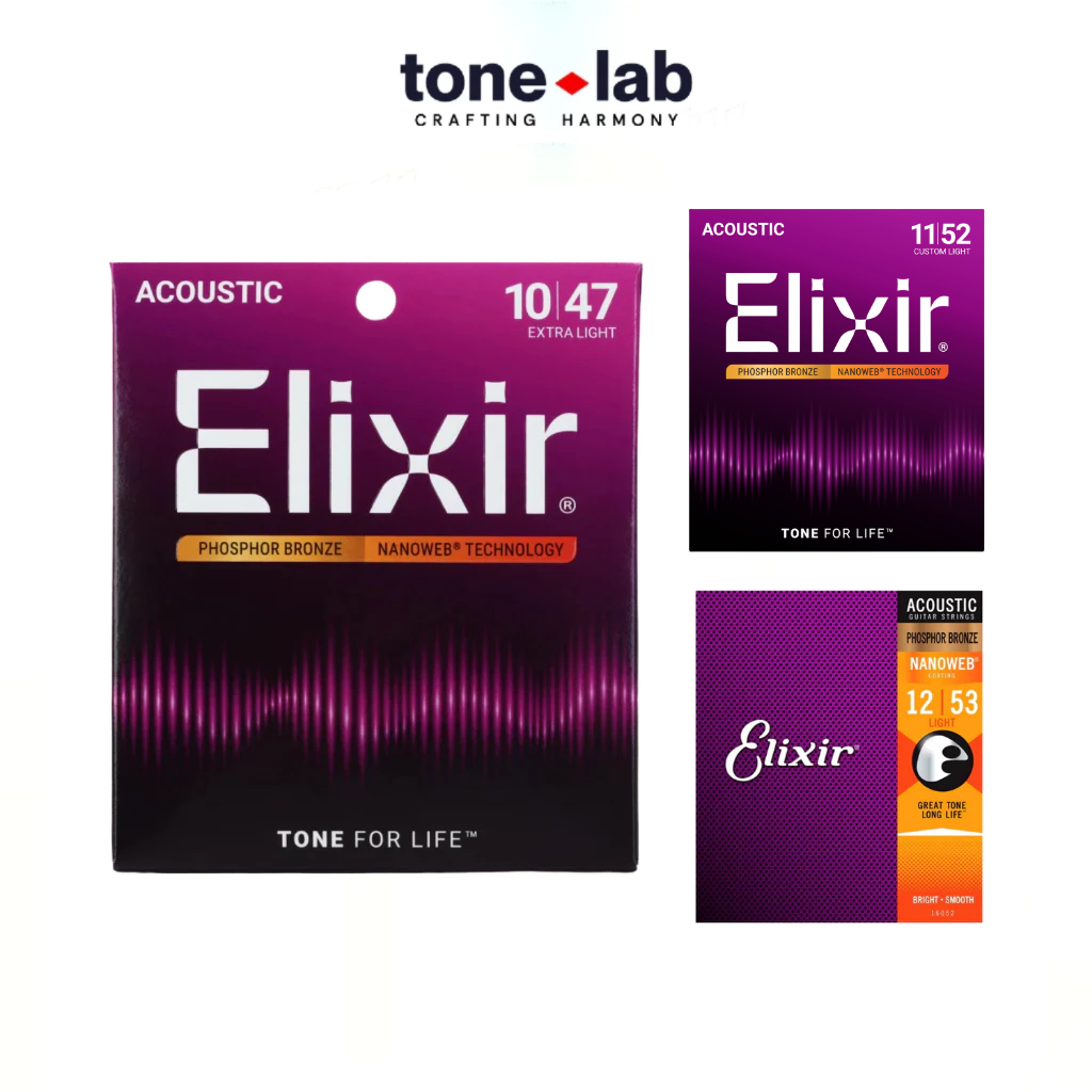 [Tone Lab] [HCM] Dây Đàn Guitar Thùng Elixir Nanoweb Phosphor Bronze 10 ...
