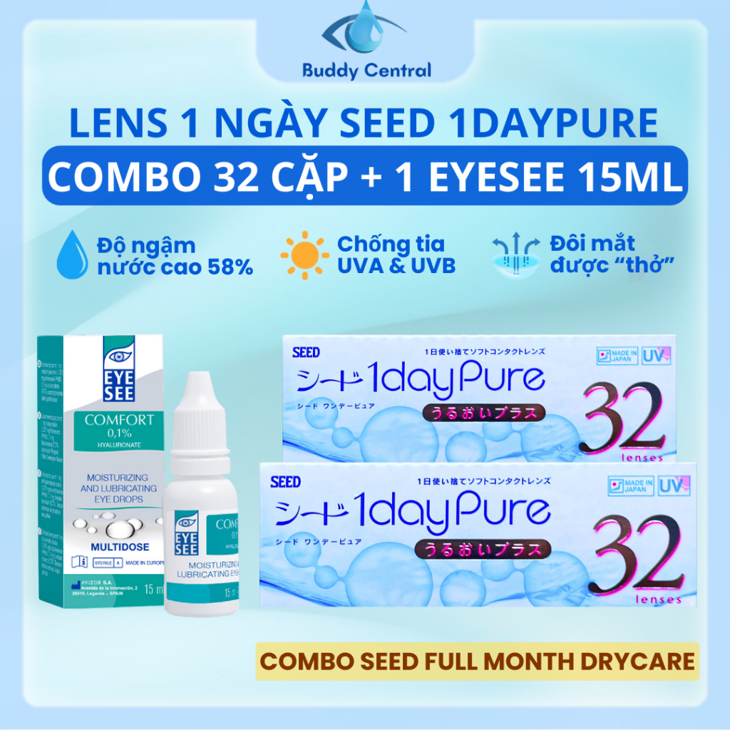 Lens 1 ngày SEED 1dayPure Moisture – Combo Full Month Drycare 32 CẶP ...