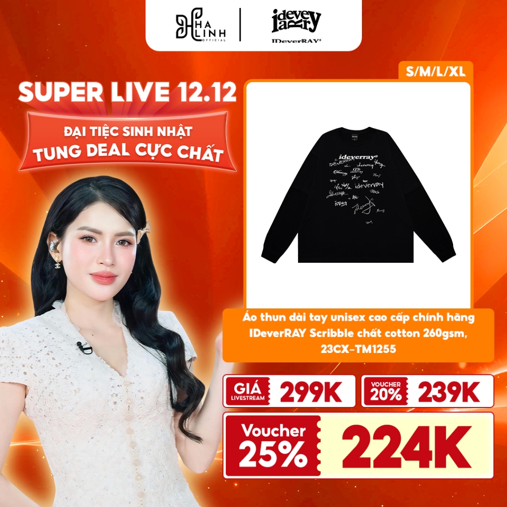 [Võ Hà Linh x IDEVERRAY][KHÔNG HỘP] Áo thun dài tay unisex chính hãng ...