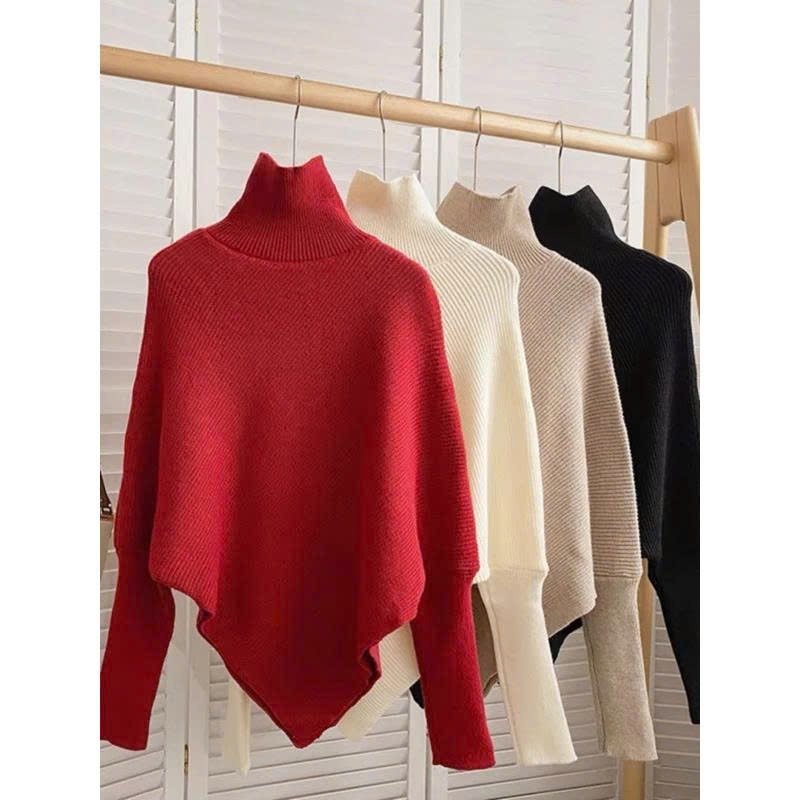 Áo Len Cổ Lọ Vạt Nhọn Chéo Cánh Dơi Chất Len Mịn Áo Form Ngắn | Shopee ...
