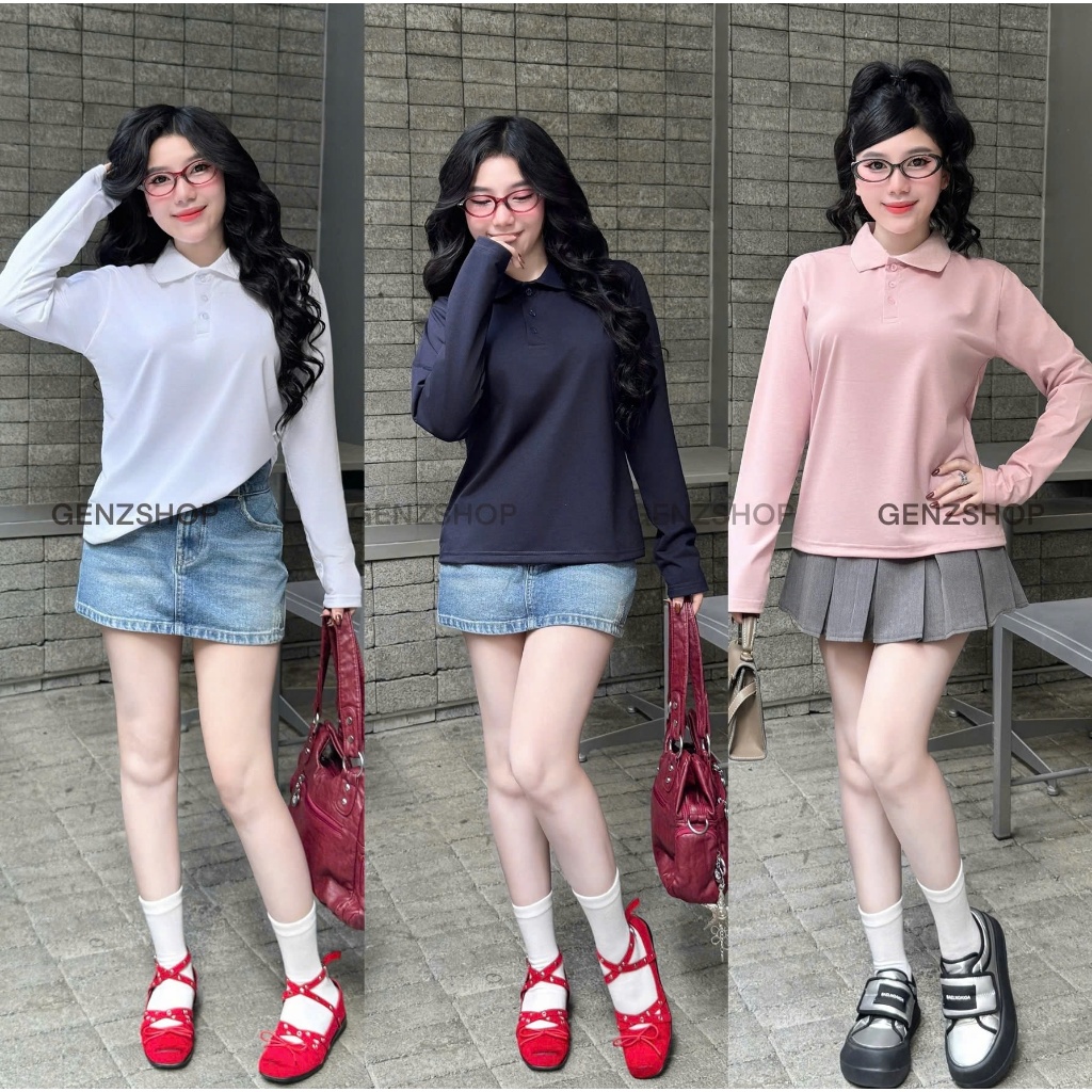 Áo POLO TAY DÀI Trơn Basic Phong Cách Thanh Lịch Genz BST26 Thu Đông ...