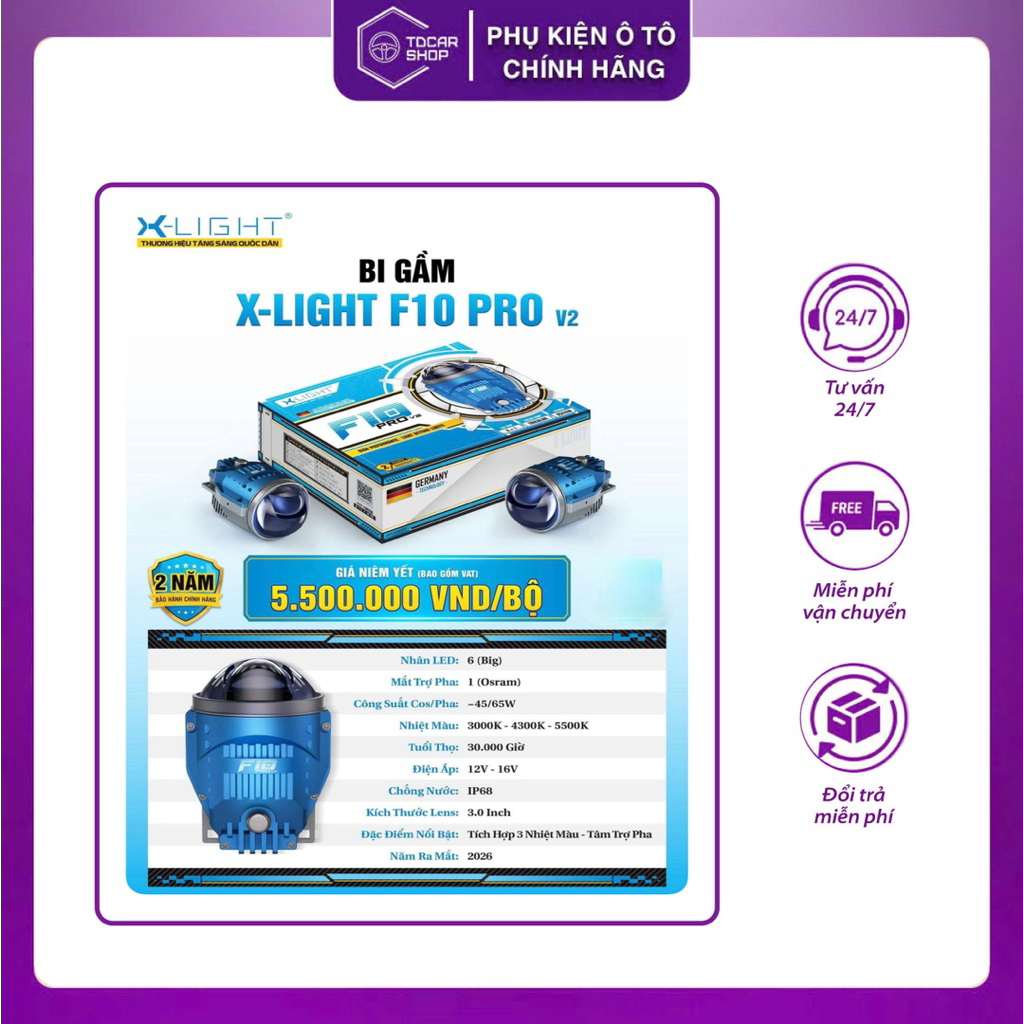 Bi Gầm 3 Màu Xlight F10 Pro V2 Phiên Bản Mới 2026,Chính Hãng,Bảo Hành 2 ...
