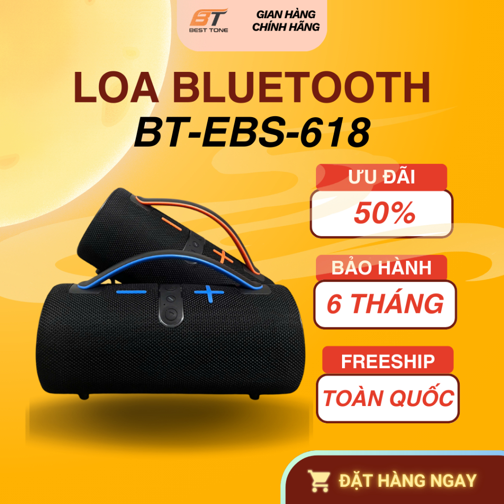 BT-EBS-618-Loa Bluetooth di động, công suất mạnh, chống nước & hiệu ứng đẹp-mọi nơi đều là sân ...