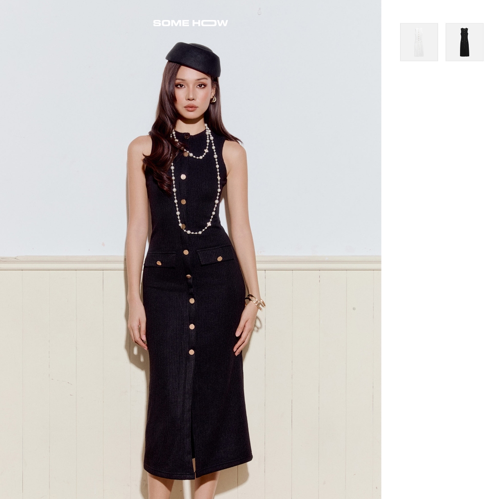 [New12] Đầm Dài Sleeveless Knit Button Siêu Tôn Dáng Sang Trọng Lịch ...