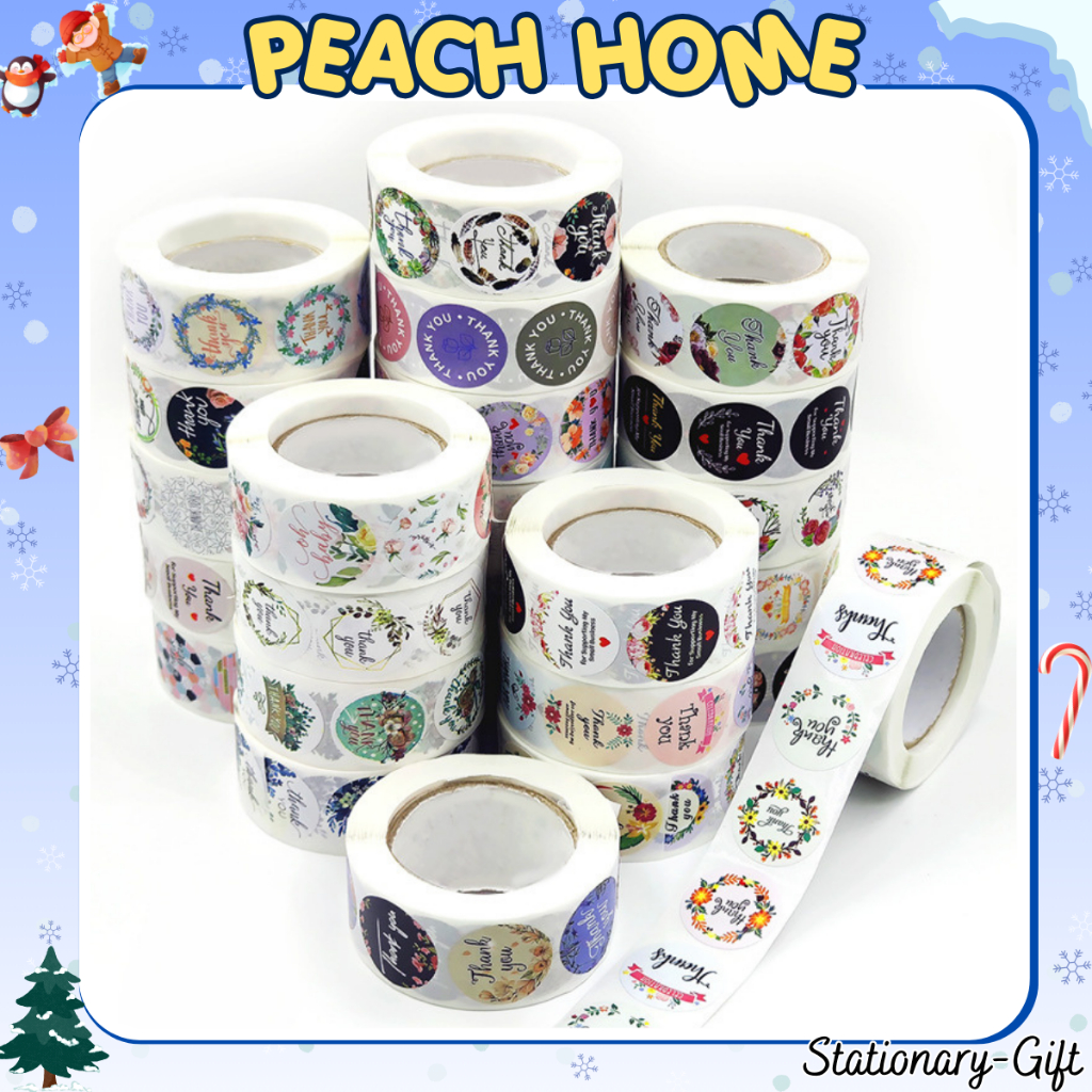 (50 Mẫu) Cuộn 500 Tem Nhãn Dán THANK YOU Nhũ Tặng Quà/ Làm Thiệp Set ...