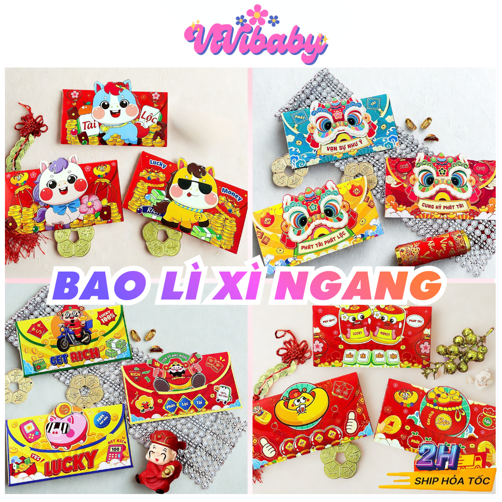 Bao Lì Xì Ngang Bao Lì Xì Con Lân Con Ngựa Set 3 Bao Lì Xì Lì Xì Lân ...