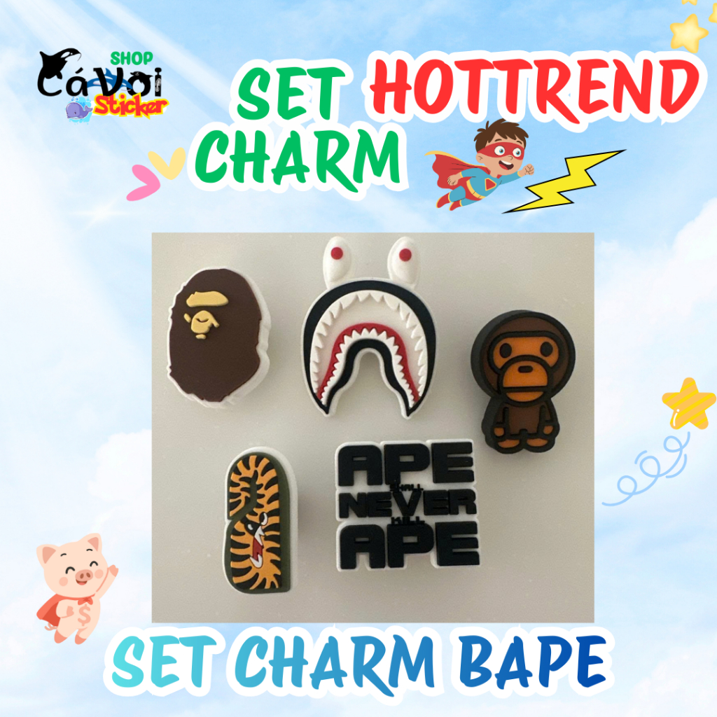 Charm gắn dép: Set charm BAPE- 5 món- Hàng chuẩn gắn clog | Shopee Việt Nam
