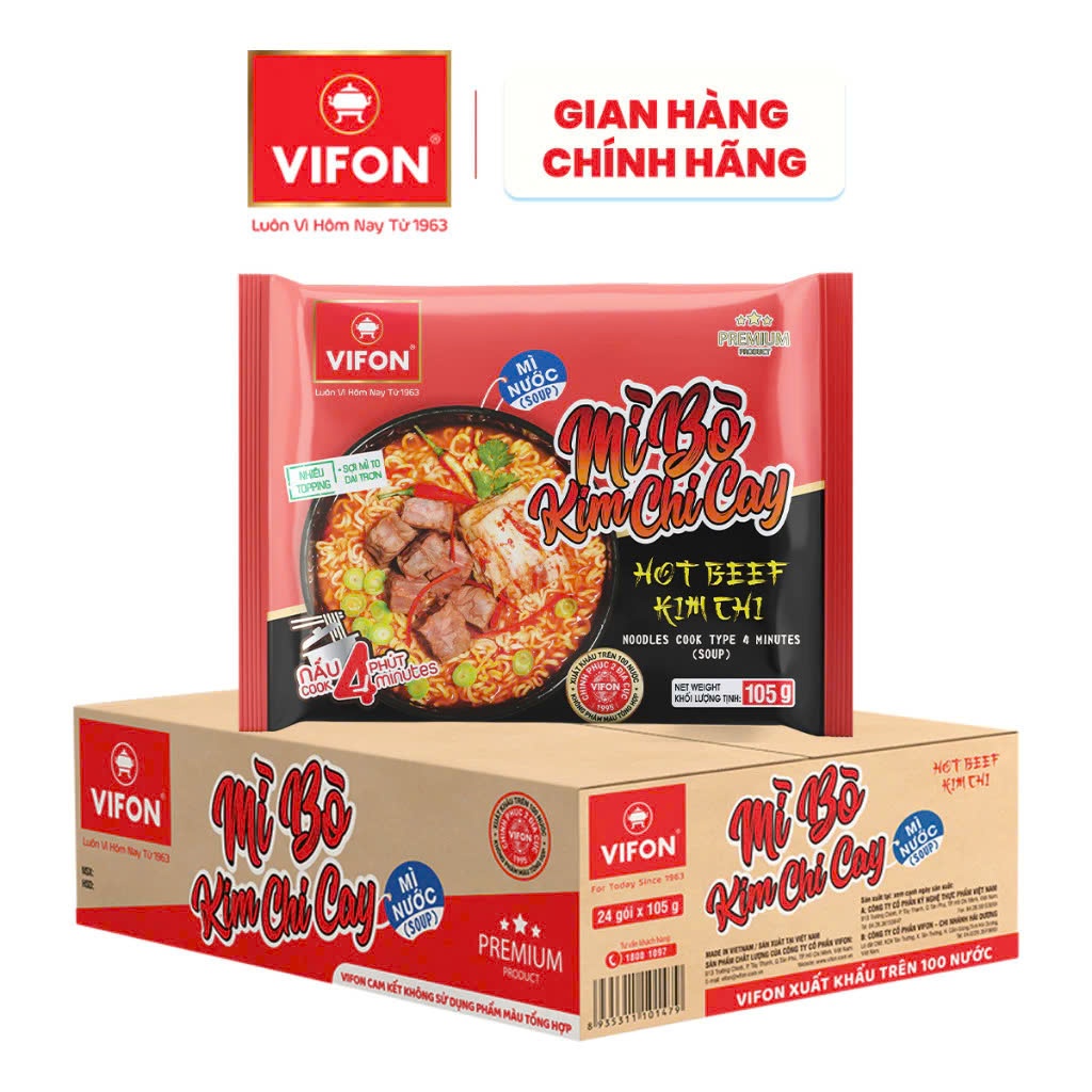 Mì Bò Kim Chi Cay VIFON 105g/ Gói | Shopee Việt Nam