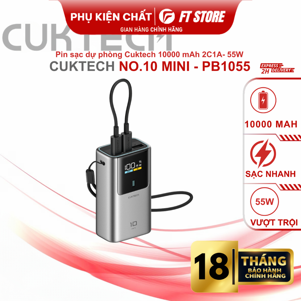 Pin sạc dự phòng CUKTECH No.10 Mini Power Bank 10000mAh - PB1055 - 55W ...