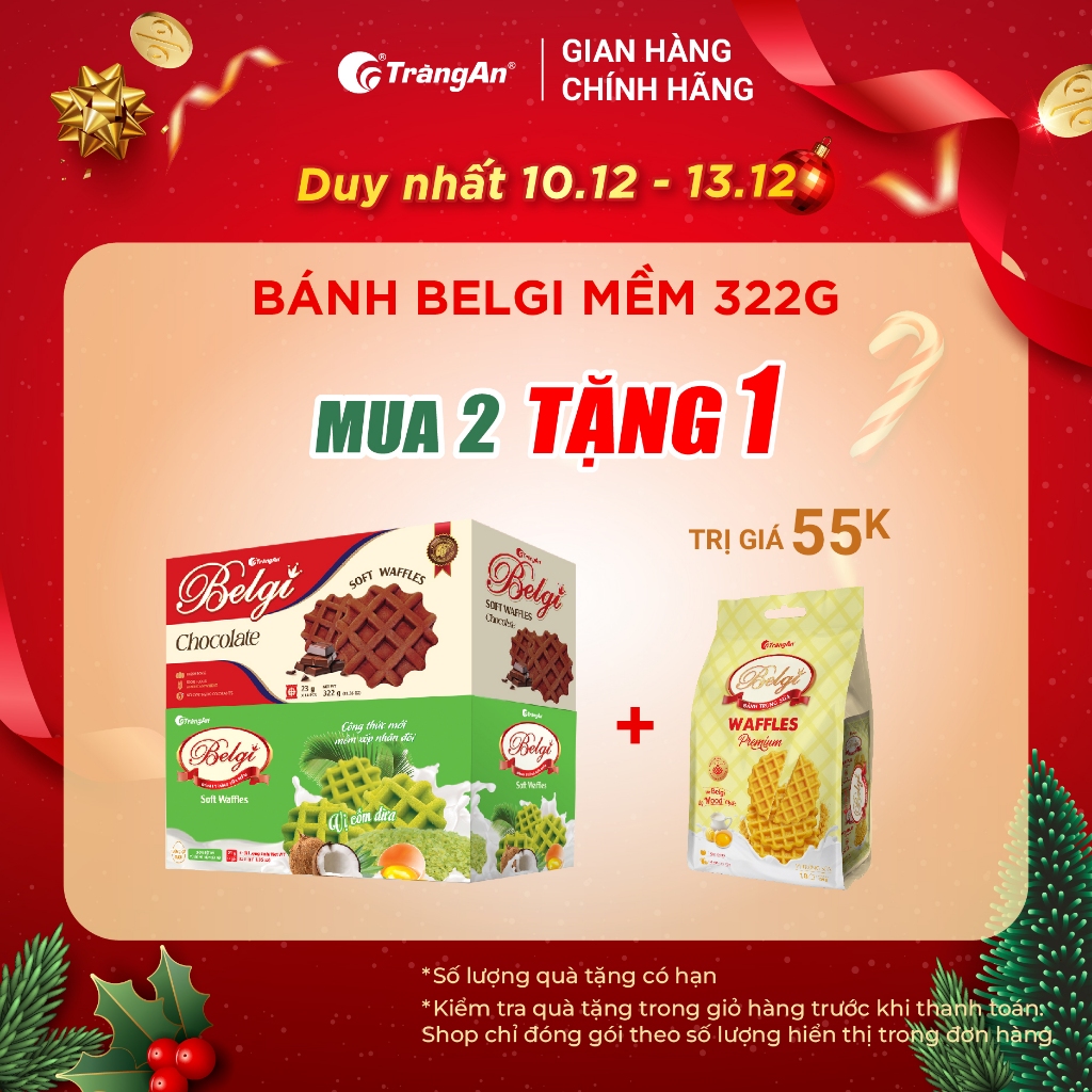 [MUA 2 TẶNG 1 BEGLI GIÒN] Bánh Belgi trứng sữa mềm dạng hộp 322g, 14 ...