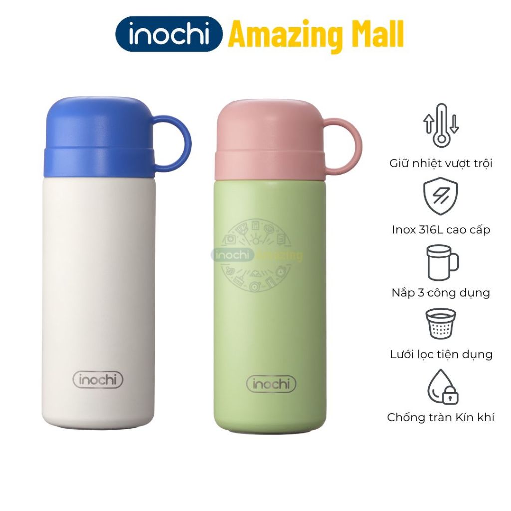 Bình Giữ Nhiệt Inochi Fuji Jolly 450ml nắp dùng làm ly uống, quai xách ...