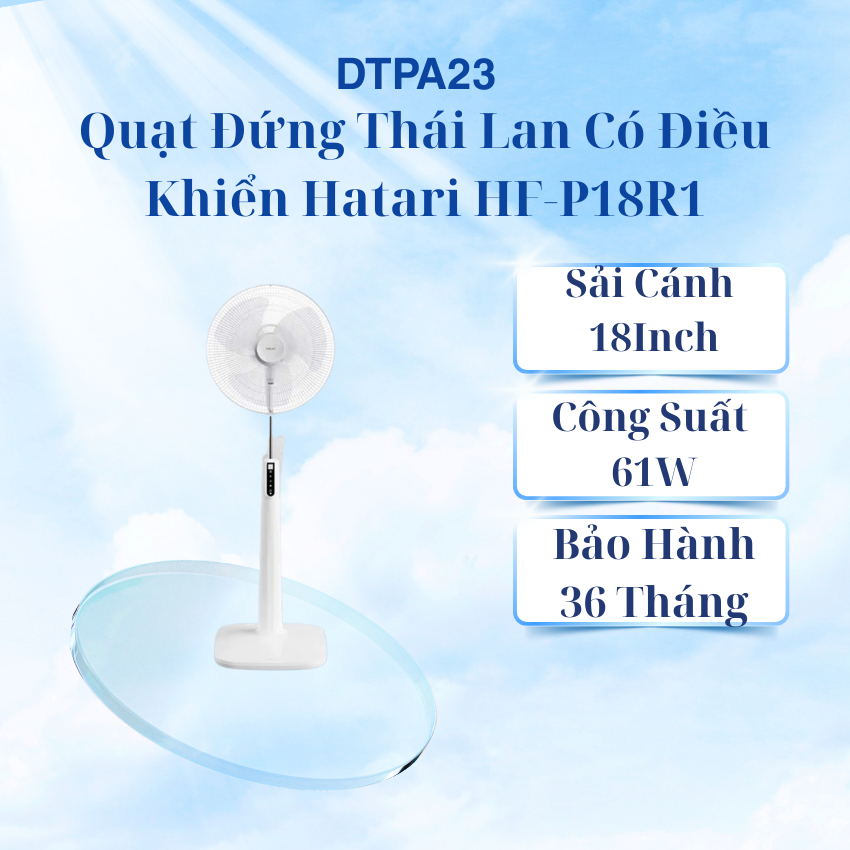 Quạt Đứng Thái Lan Có Điều Khiển Hatari HF-P18R1, Công Suất 61W, Sải ...