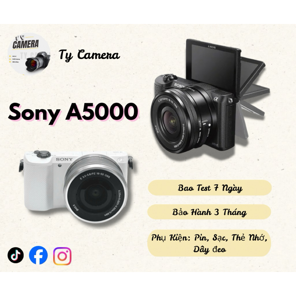 Máy ảnh Sony A5000 mới 96-98% đẹp không lỗi (kèm full phụ kiện ...