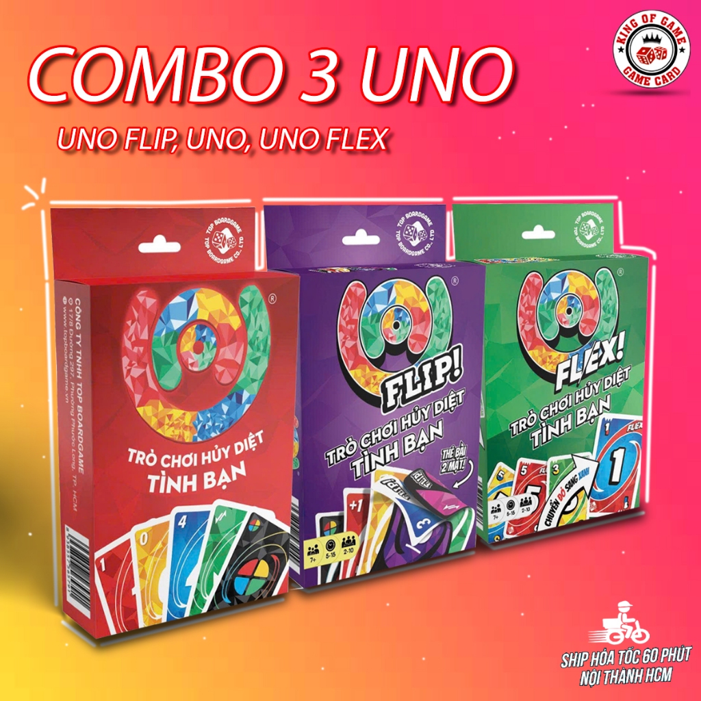 COMBO 3 UNO FLIP, UNO, UNO Flex 330 thẻ bài UNO boardgame vui vẻ cho ...