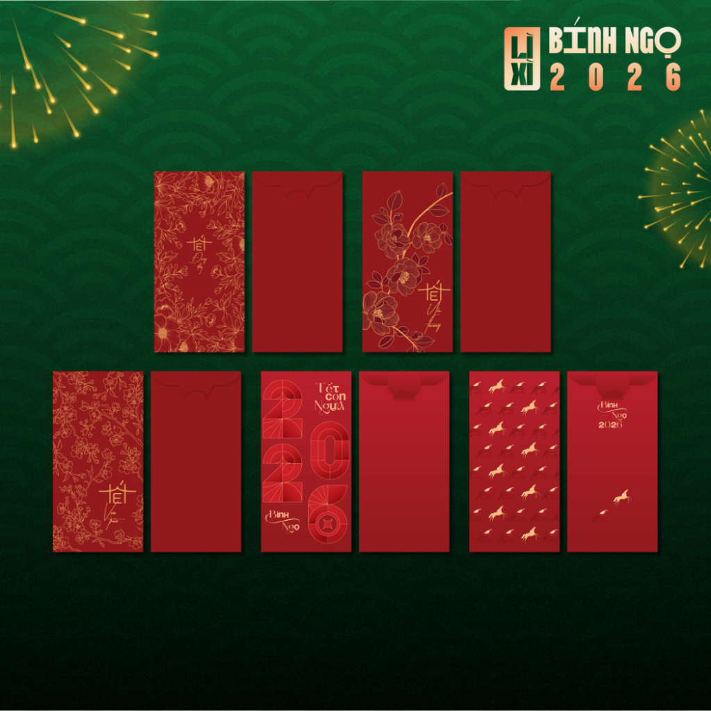 Bao Lì Xì 2026 Tết Bính Ngọ – Mẫu Thiết Kế Tinh Tế Giấy C150 Dày Cán ...