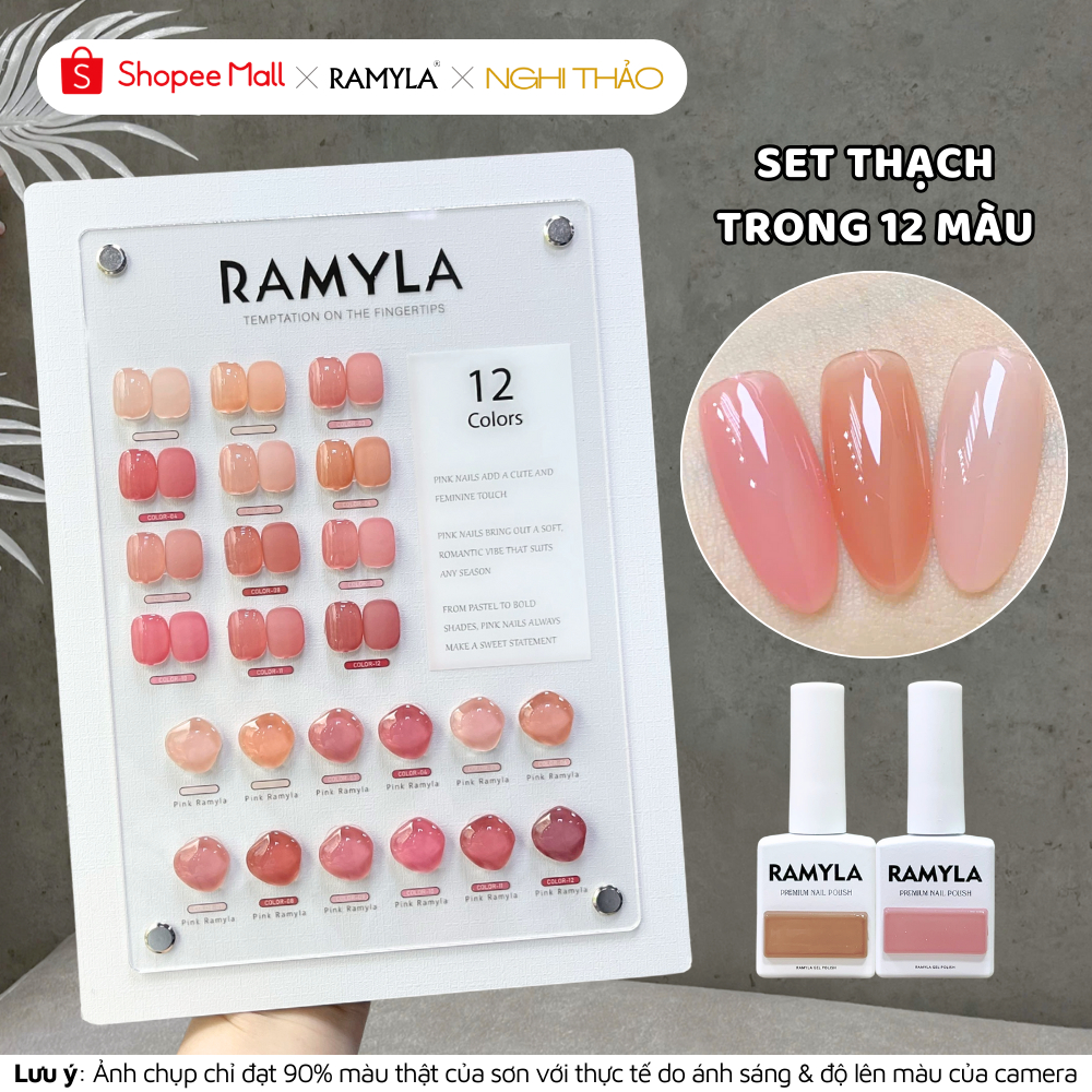 Set sơn gel thạch trong hồng RAMYLA 12 màu Nghi Thảo Official | Shopee ...