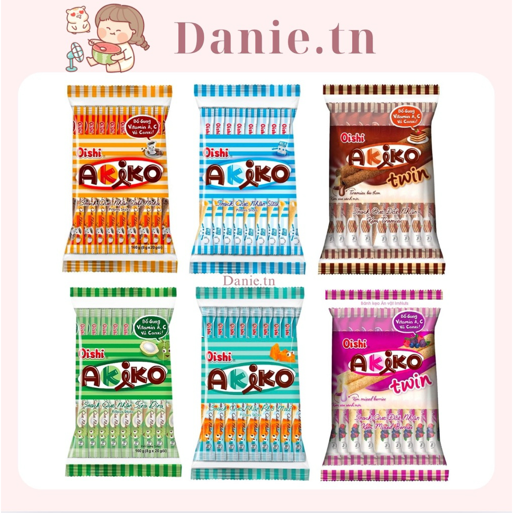 Snack Que Oishi AKIKO Có Nhân - Đủ Vị 140gr 20 que | Shopee Việt Nam