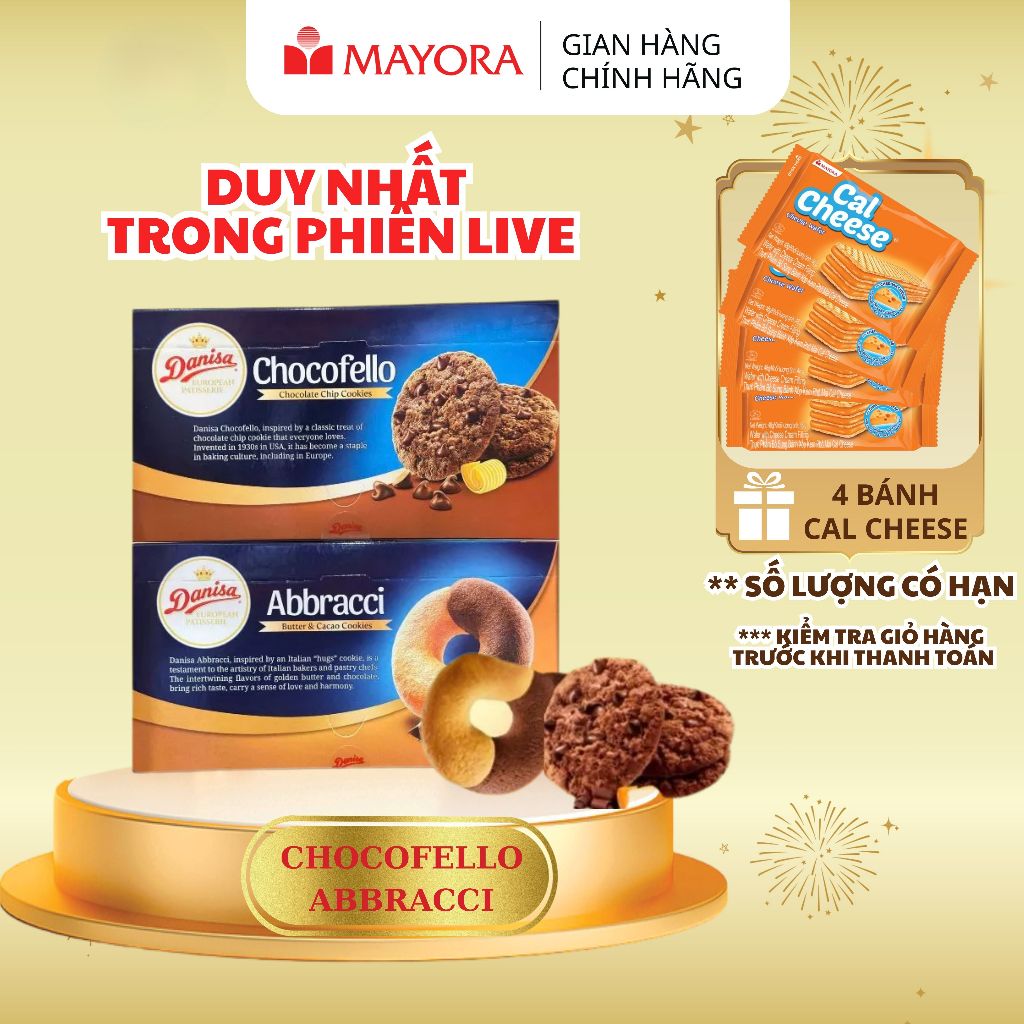 COMBO 2 LOẠI BÁNH QUY: DANISA ABBRACCI 168G + DANISA CHOCOFELLO 150G ...