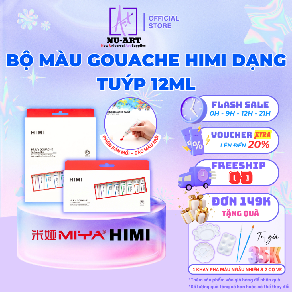 Bộ Màu Gouache Himi Tuýp 12ml – Set 12/18/24/36 Màu | Màu Gouache Vẽ ...