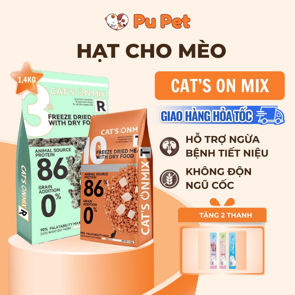 Hạt Cho Mèo Cats On Mix T và Mix R gói 350g Từ Hàn Quốc Không Ngũ Cốc ...