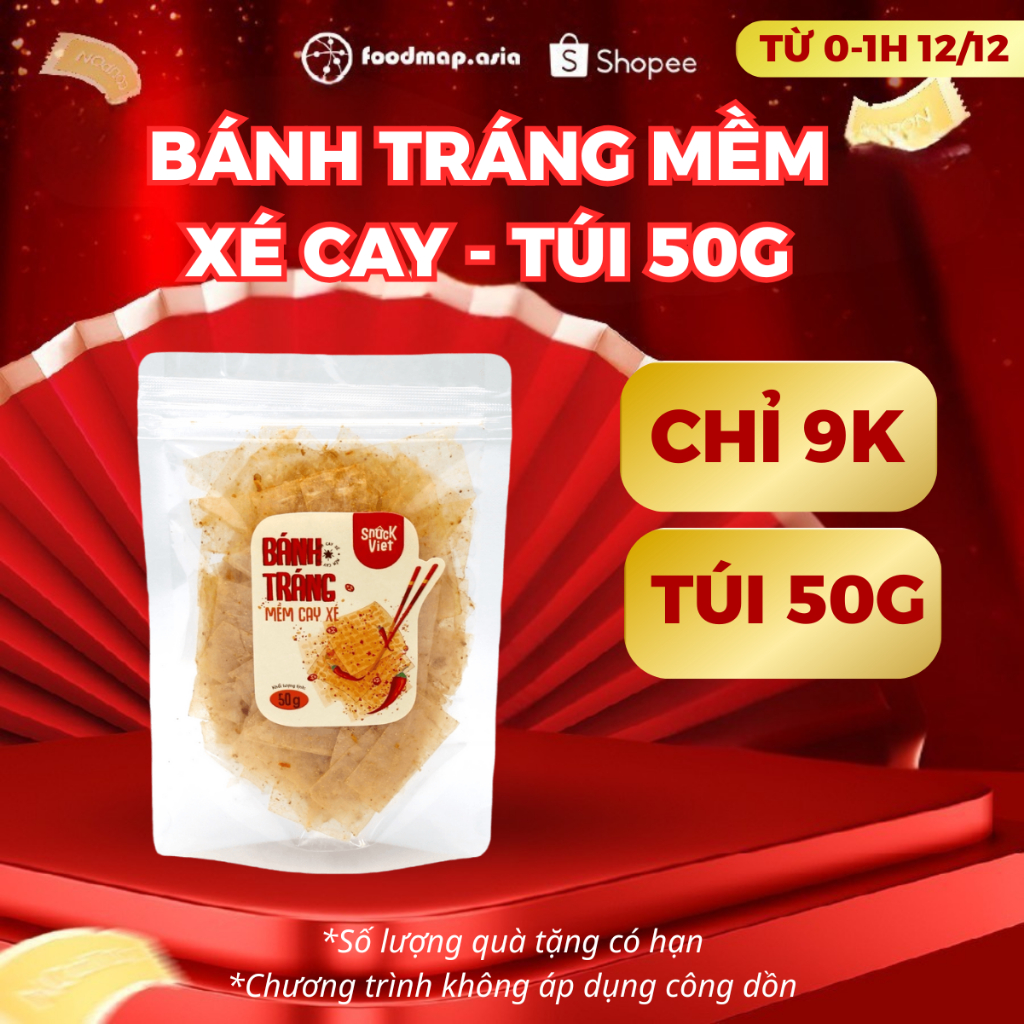 [CHỈ 9K] Bánh Tráng Mềm Cay Xé - Snack Việt - Túi 50g | Shopee Việt Nam