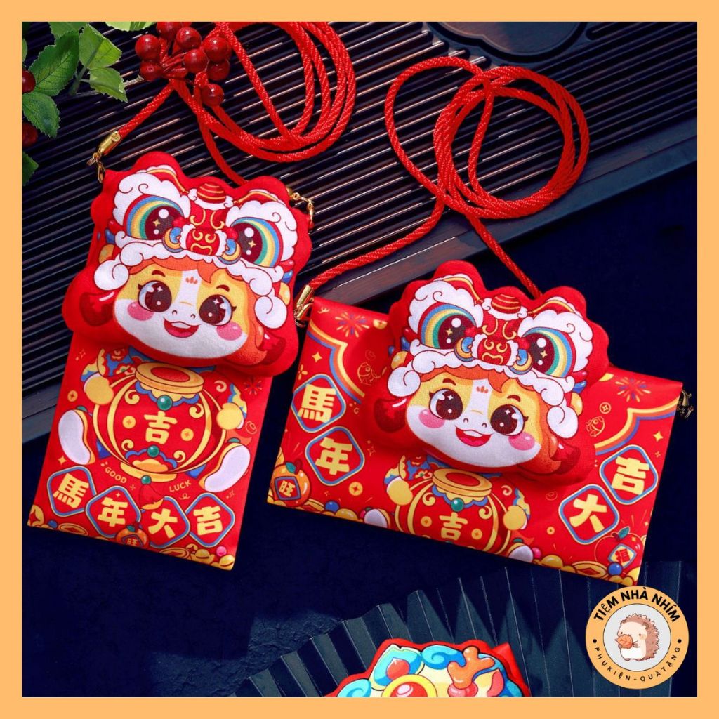 Túi đựng lì xì cho bé năm 2026 có dây đeo và kèn mẫu túi đeo cho bé tết ...