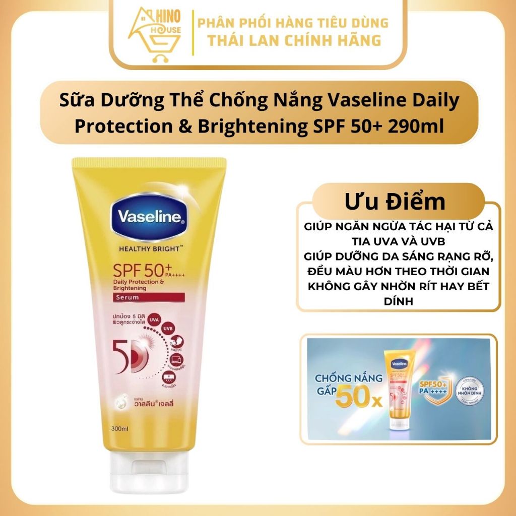 Sữa Dưỡng Thể Chống Nắng Vaseline Daily Protection & Brightening SPF 50 ...
