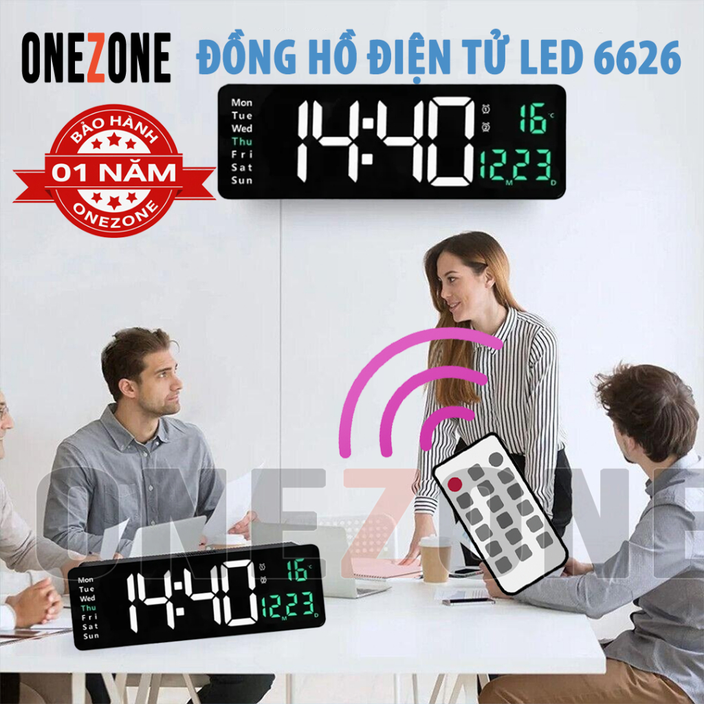 Đồng hồ điện tử LED ONEZONE 6626 16 inch - Treo tường cỡ lớn 2 báo thức ...