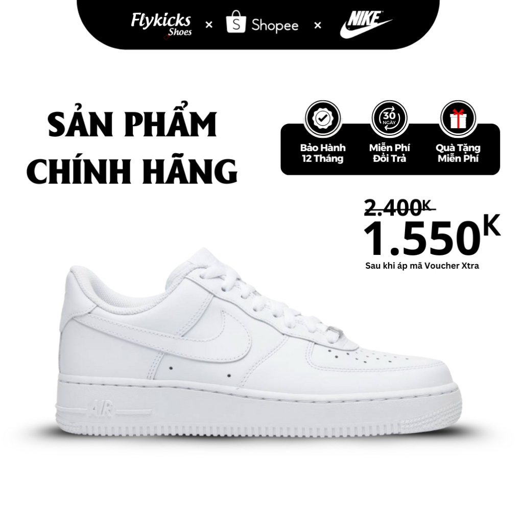 Giày Air Force 1 All White Chính Hãng, af1 real thể thao nam nữ, đổi ...