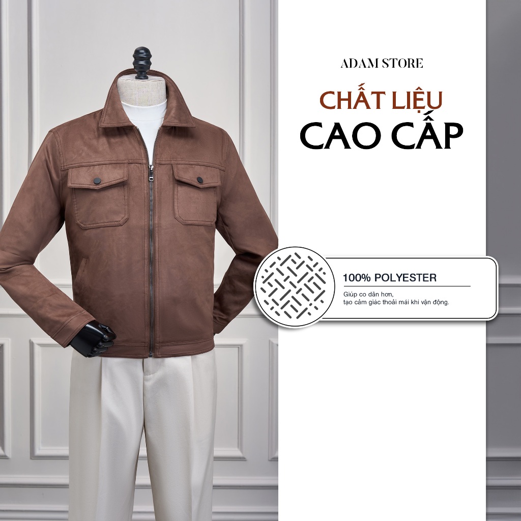 ÁO KHOÁC DA NAM ADAM STORE MÀU NÂU TÚI HỘP CỔ ĐIỂN ẤM ÁP DỄ PHỐI AK132 ...