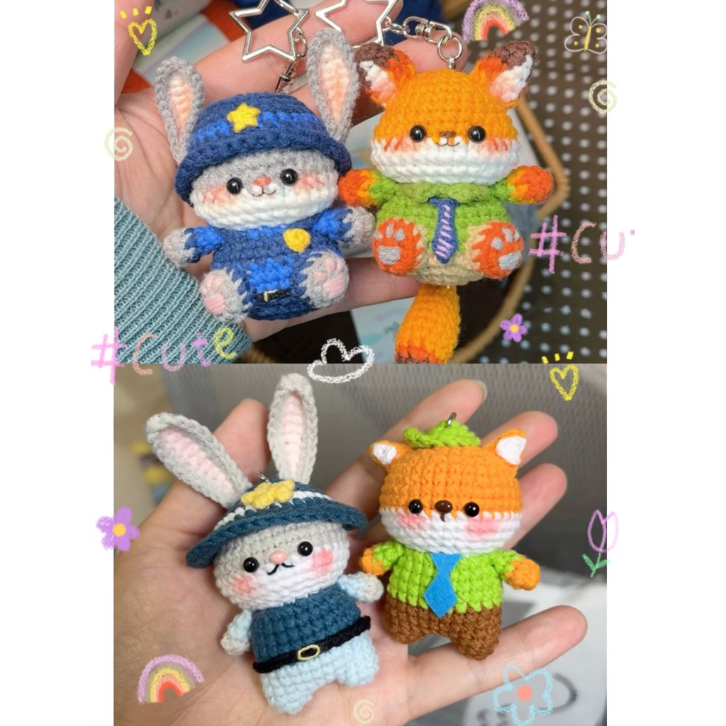 (Ảnh thật) Charm móc khoá dây đeo Cáo Nick Thỏ Judy Zootopia đáng yêu ...