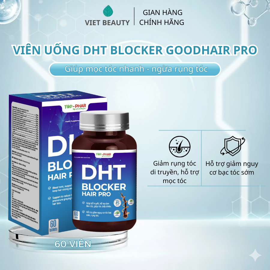 Viên Uống DHT BLOCKER HAIR PRO giúp giảm rụng tóc, mọc tóc, hỗ trợ giảm ...