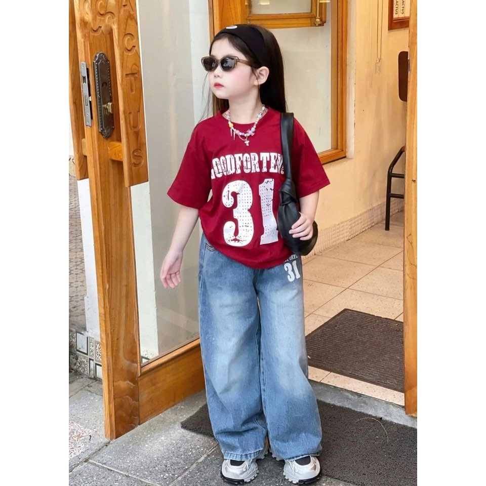 M98/ set áo cotton kèm quần jean cá tính cho bé từ 20-50kg | Shopee ...