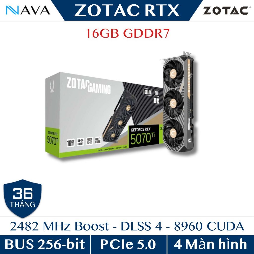 ZOTAC GAMING GeForce RTX 5070 Ti SOLID SFF 16GB GDDR7 DLSS 4 nhỏ gọn ...