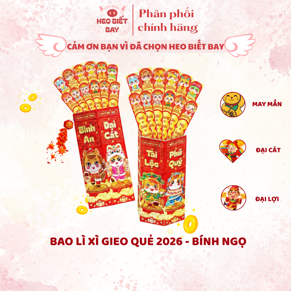 Bao Lì Xì Tết Độc Đáo Bính Ngọ 2026 - Hộp Gieo Quẻ, Ngăn Kéo Rút, Hình ...