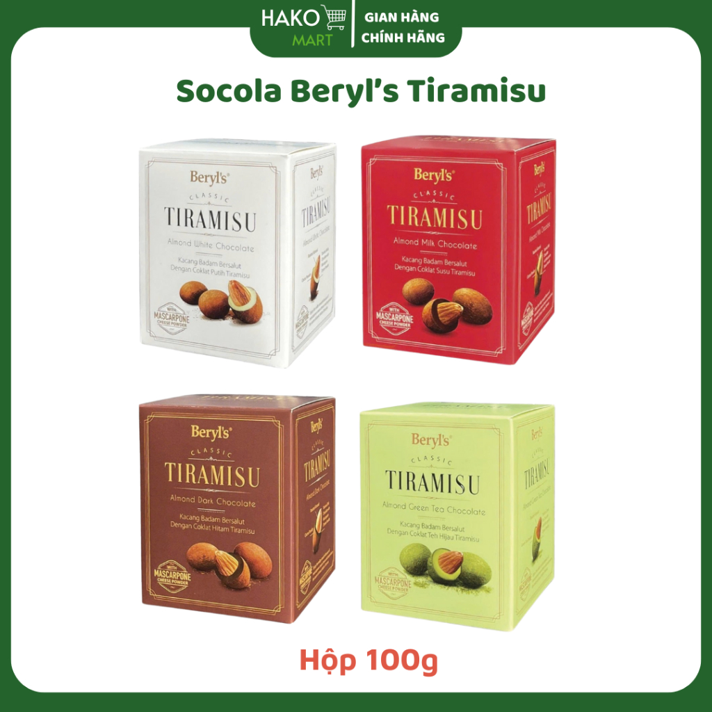 Socola Beryl's Tiramisu Hộp Vuông 100G | Shopee Việt Nam