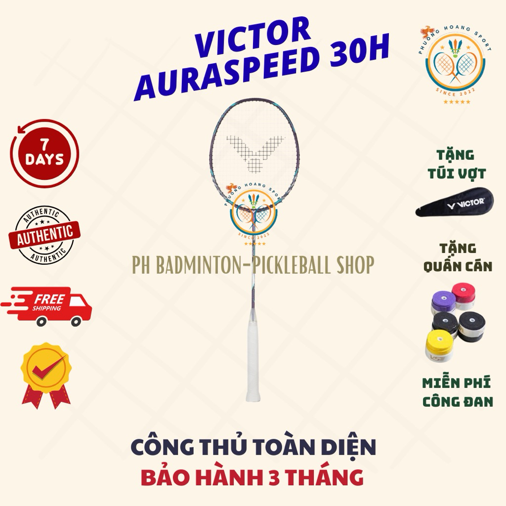 HOẢ TỐC [Đan sẵn cước+Tặng túi+quấn cán] Vợt Cầu Lông Victor Auraspeed ...