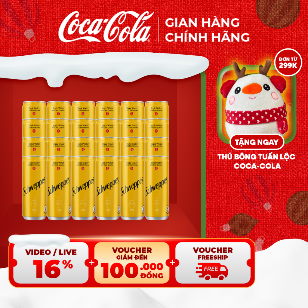 Lốc 24 Lon Nước Soda Giải Khát Schweppes Tonic 320ml/Lon Coca-Cola ...