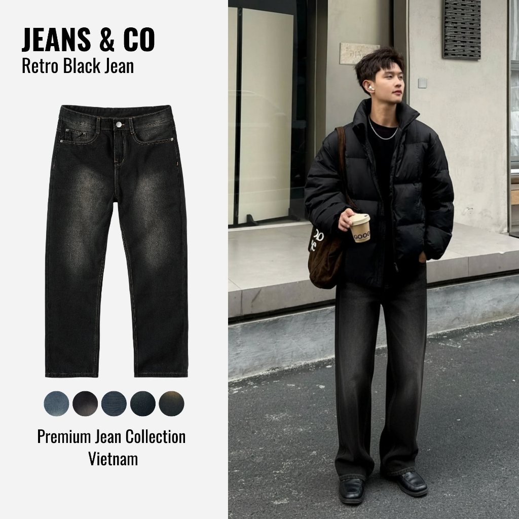 Quần Jean Nam RETRO BLACK JEANS - JEANS & CO - Quần Bò Form REGULAR MÀU ...